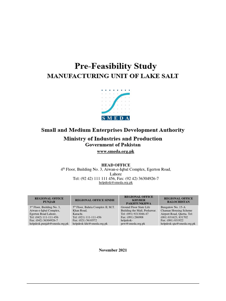 Manufacturing Unit of Lake Salt Rs. 20.44 Million Nov-2021 | PDF ...