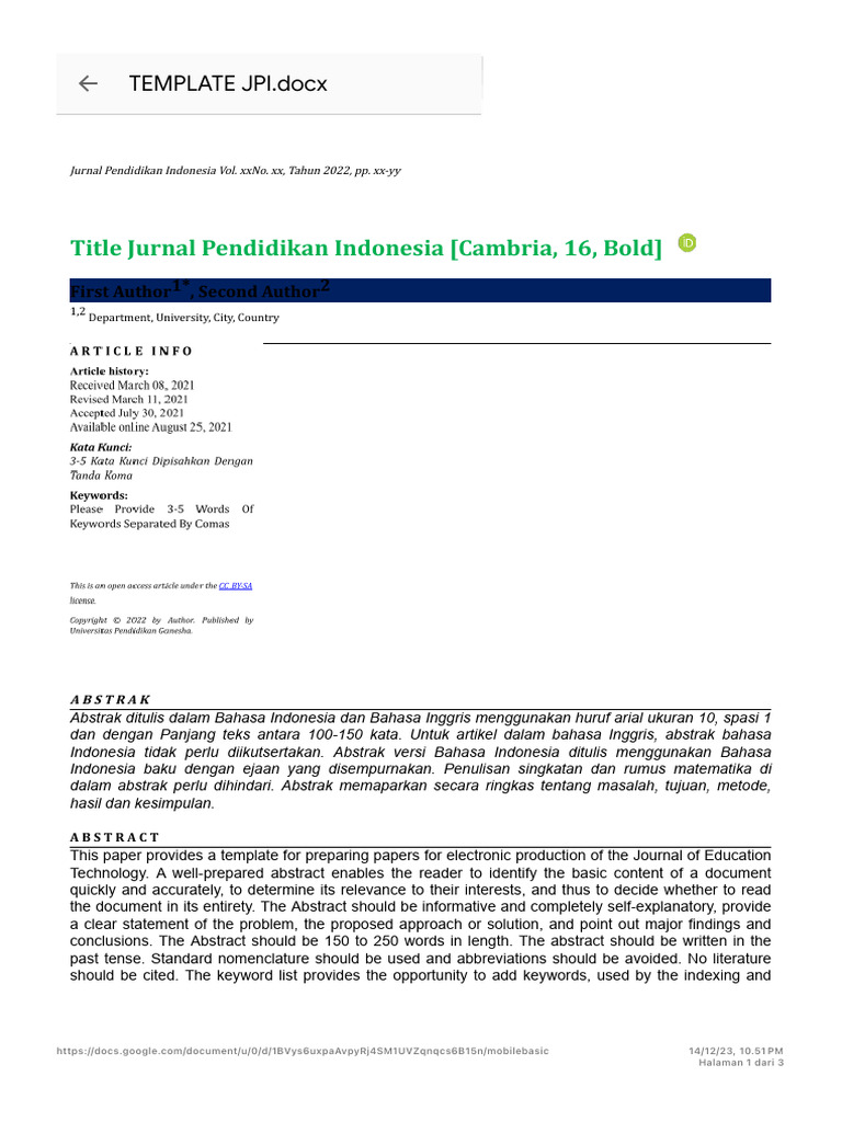 Template Jpi | Download Free PDF | Data | Abstract (Summary)