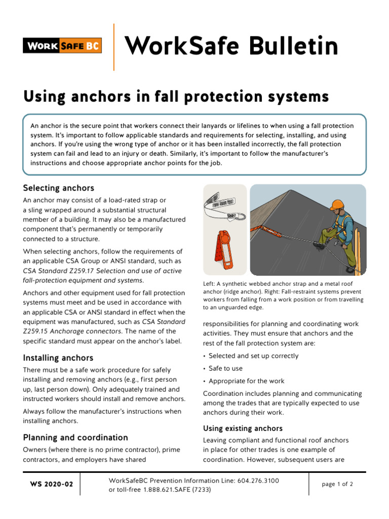 Using anchors in fall protection systems | PDF