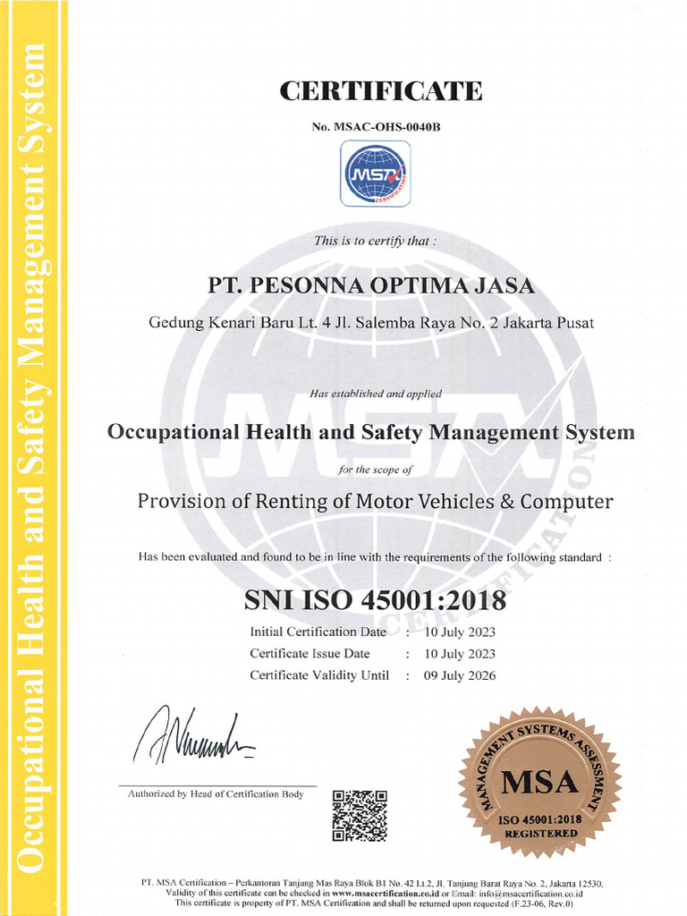 ISO 45001 - 2018 OHSMS Rent | PDF