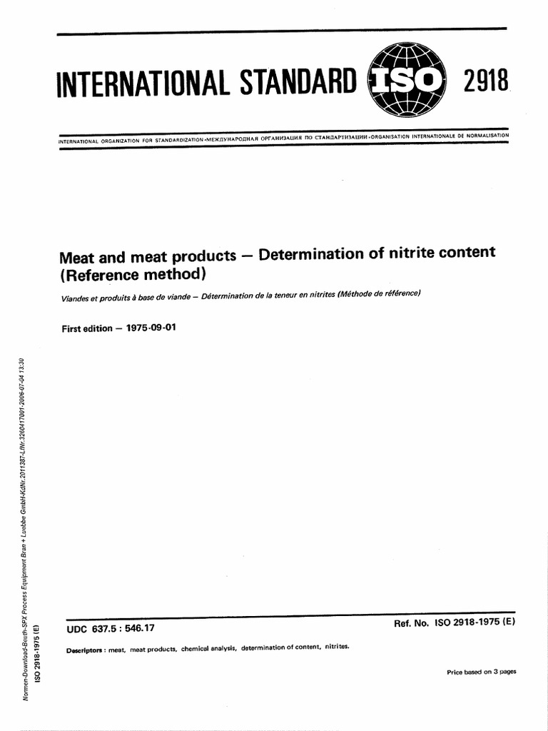 ISO Nitrite in Meat | PDF