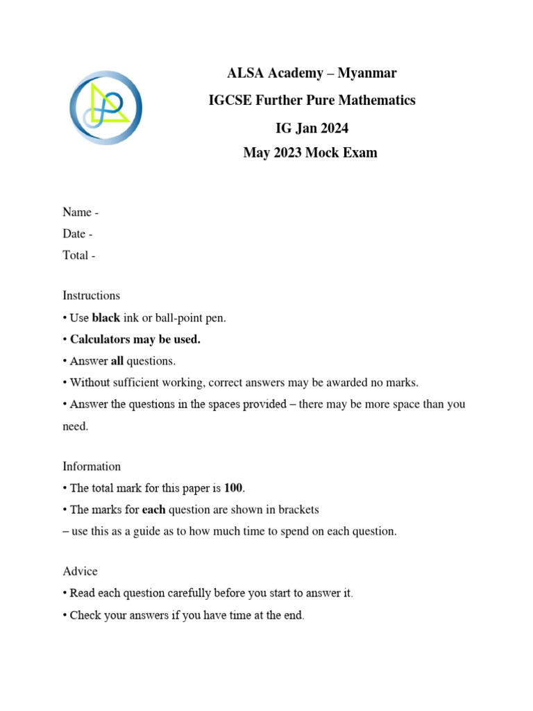 FPM Jan 24 May 2023 Exam Paper | PDF