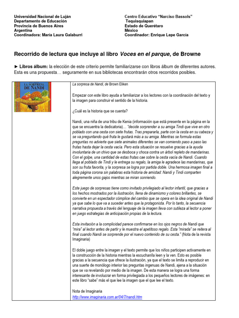 Libros Álbum-Recorrido de Lectura Que Incluye Al Libro Voces en El ...