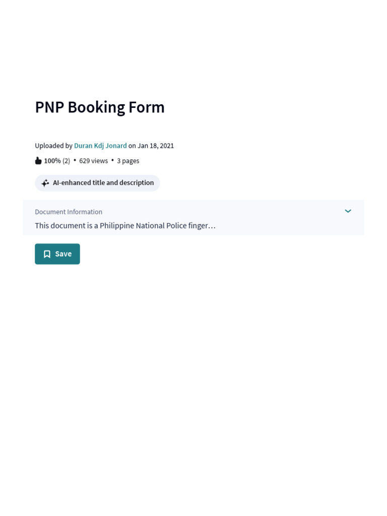 PNP Booking Form - PDF - Government and Personhood - Hand | PDF