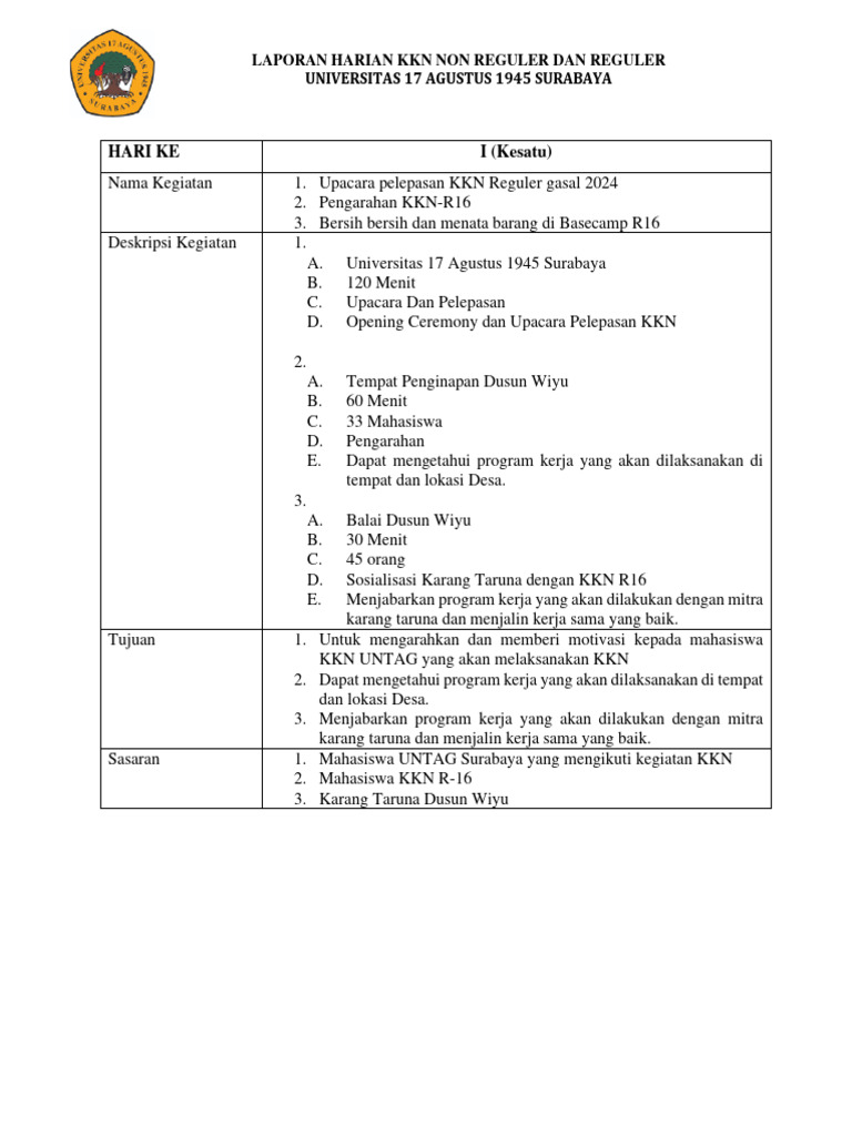 Logbook KKN R16 | PDF