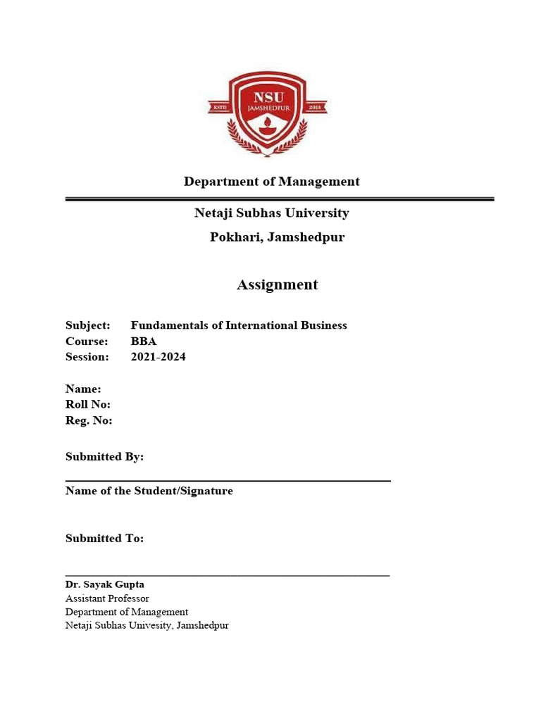 Assignment Cover Page Dept of Management | PDF | Career & Growth | Finance & Money Management