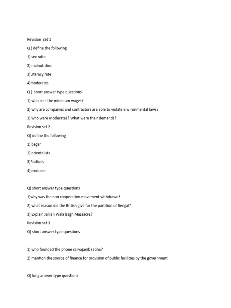 Revision Set Ssc 8 | PDF