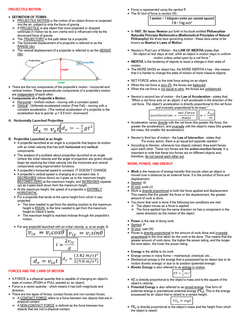 12genphys1 Handout | PDF | Force | Acceleration