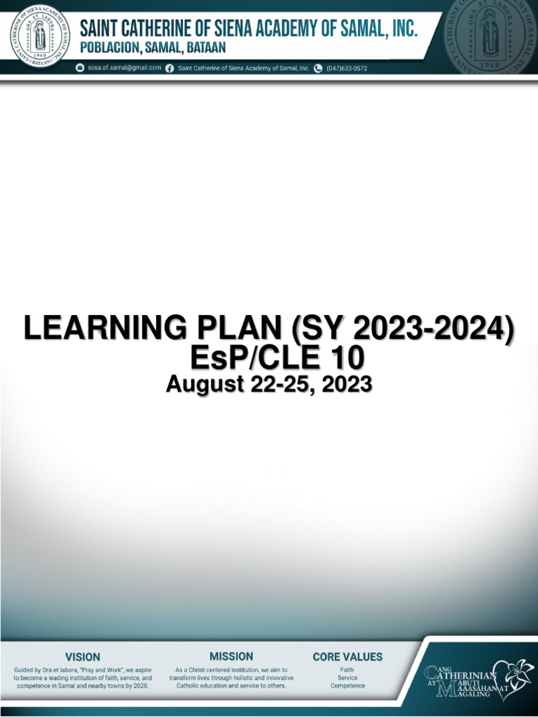 Grade 10 EsP-CLE Learning Plan 2023-2024 | PDF | Learning
