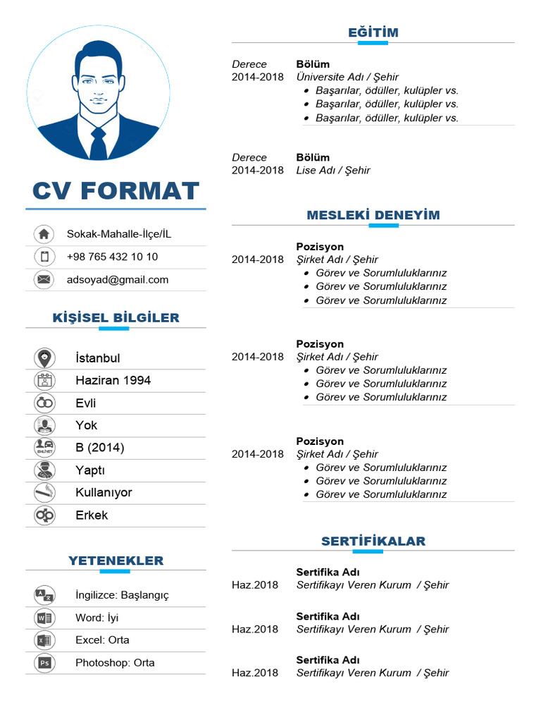 Sade Asil Bos CV Ornegi | PDF