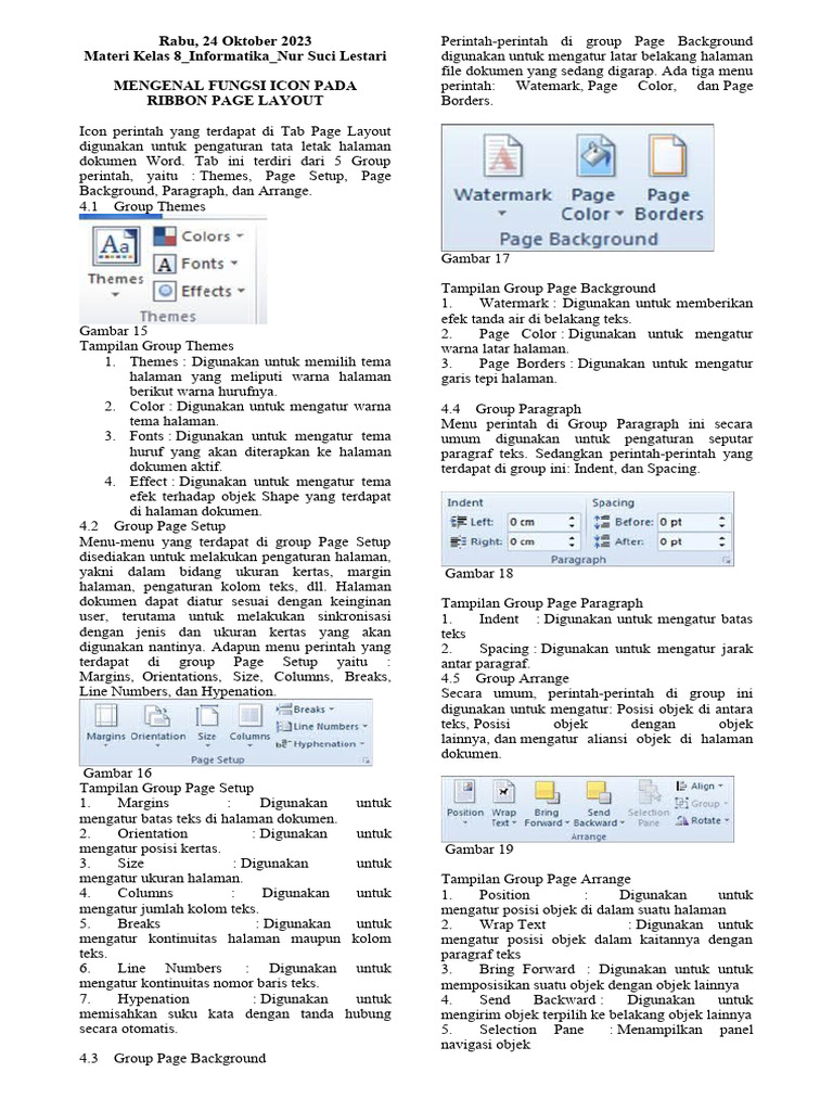Mengenal Fungsi Icon Pada Ribbon - Kelas 8 | PDF