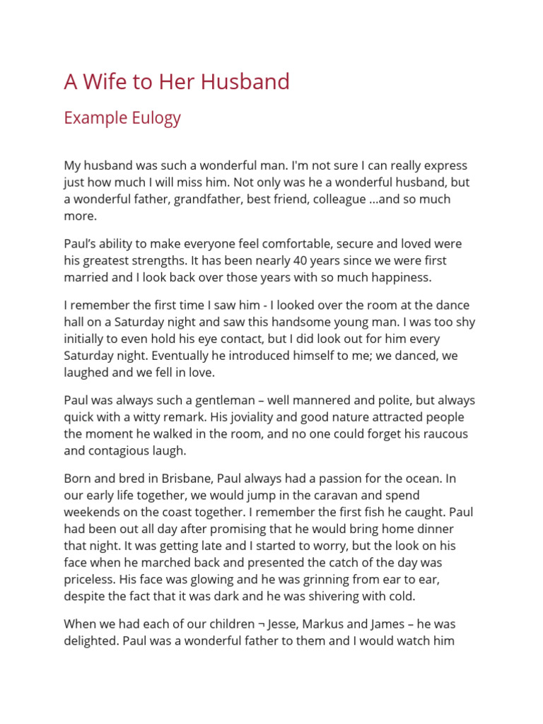 Eulogy Template 22 | PDF