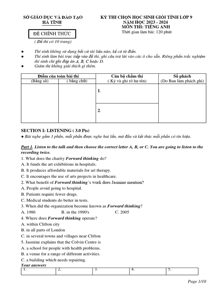 ĐỀ HSG 9. 2023 2024 | PDF