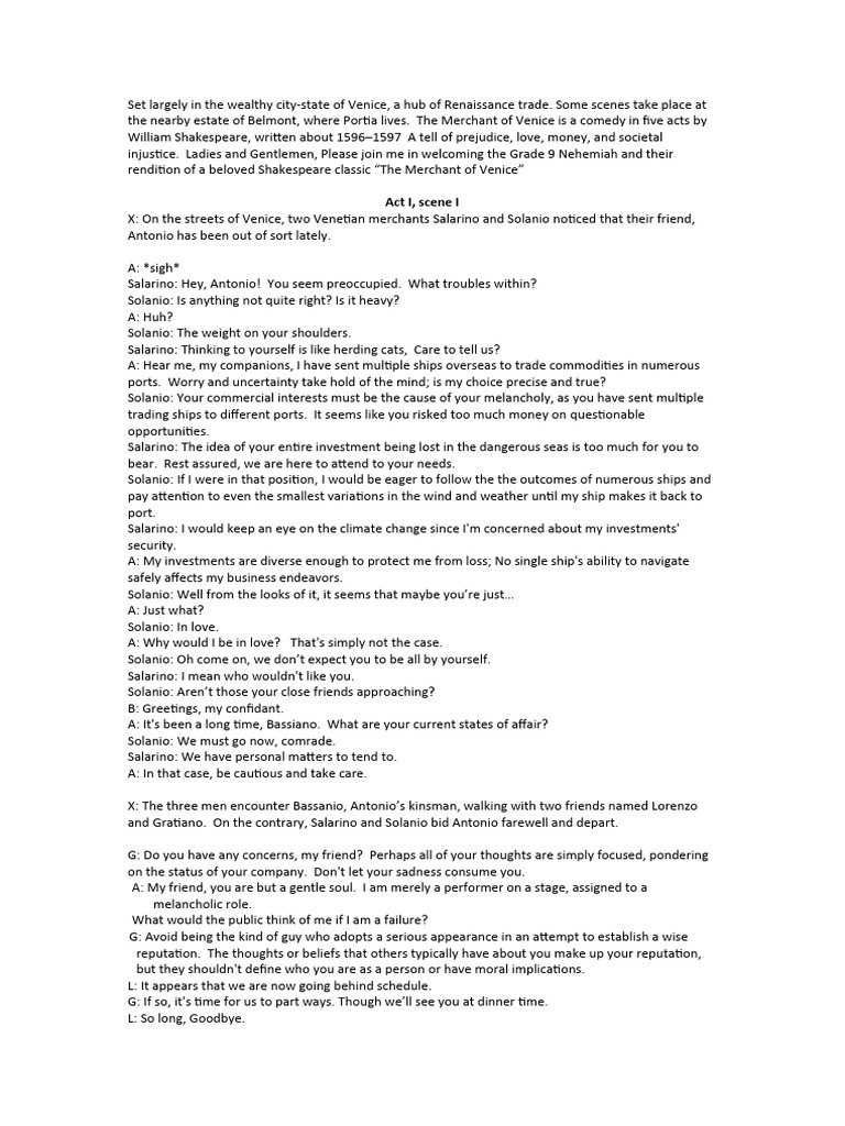 The Merchant of Venice Full Script | PDF | Law | History