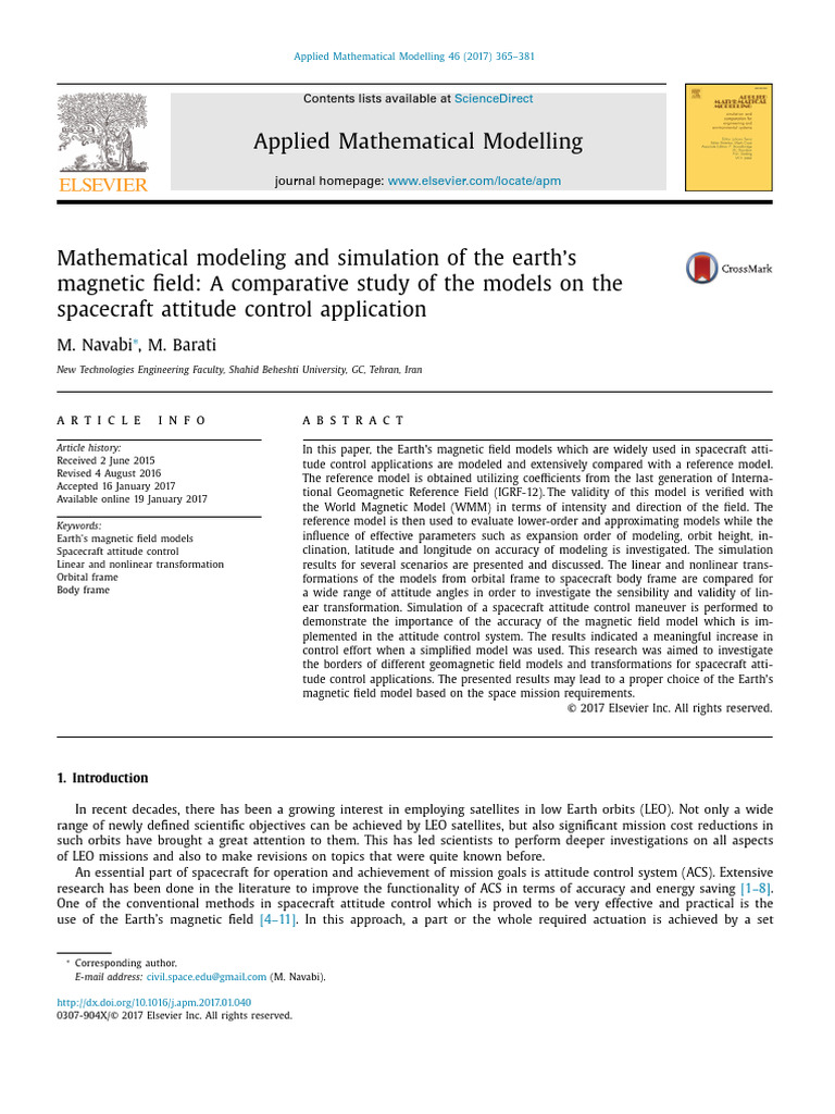 Mathematical Modeling and Simulation of The Earth's Magnetic Field ...