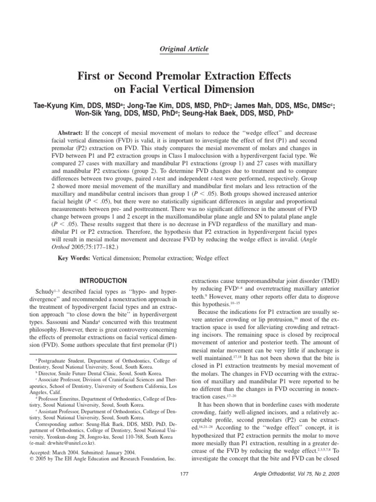First or Second Premolar Extraction Effects On Facial Vertical ...