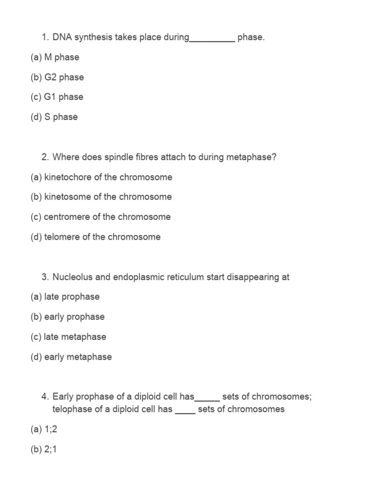 Cell Division and Mitosis Quiz | PDF