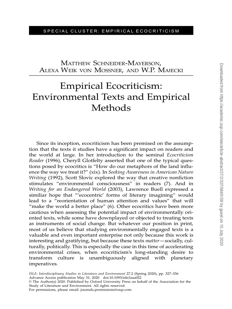 Empirical Ecocriticism Clean | PDF