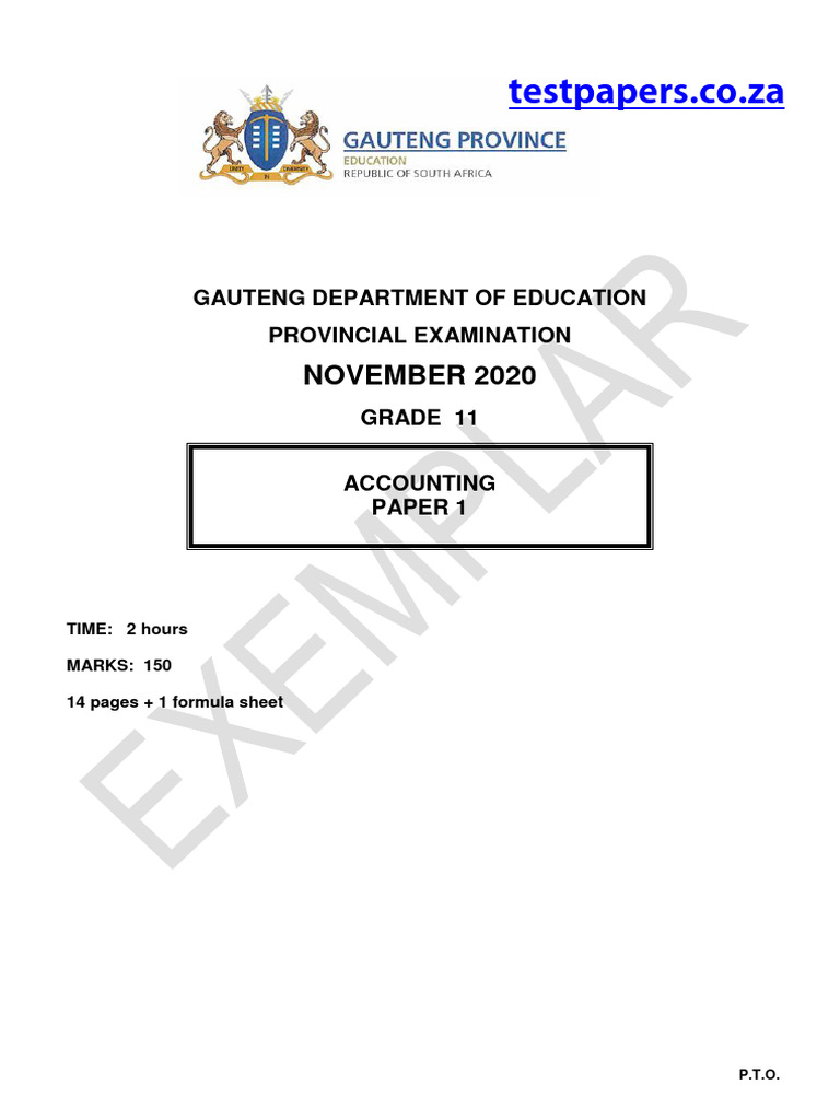 Gr11 Acc P1 (English) 2020 Exemplars Question Paper-2 | PDF