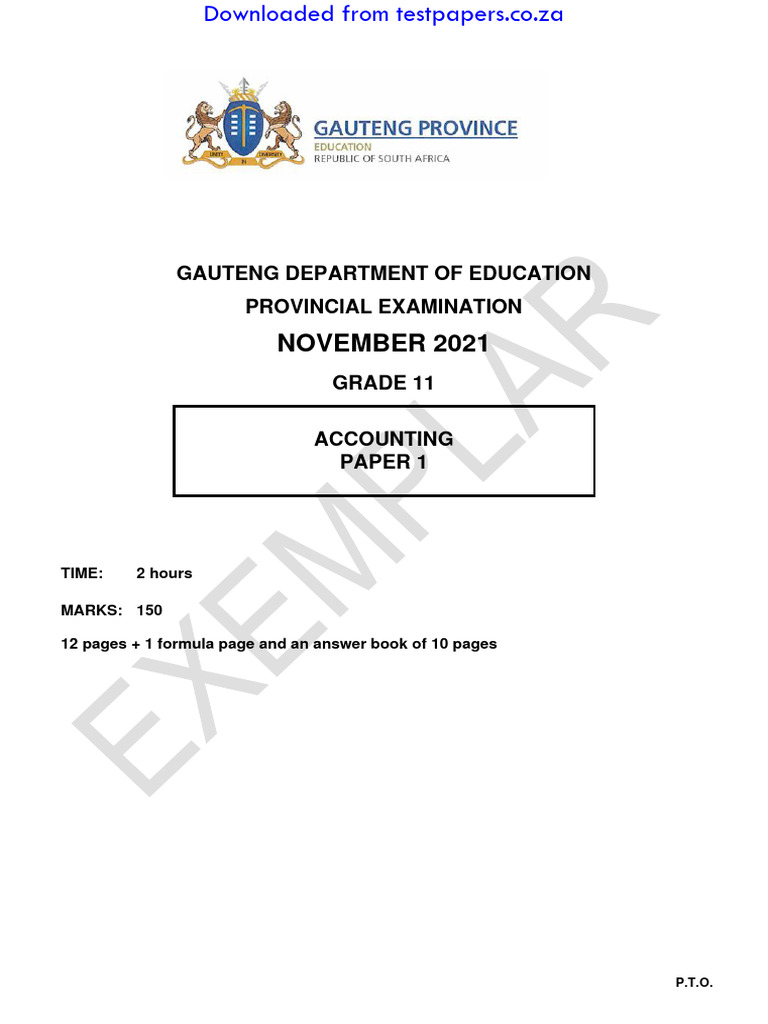 Grade 11 Accounting Paper 1 November 2021 | PDF | Debits And Credits ...