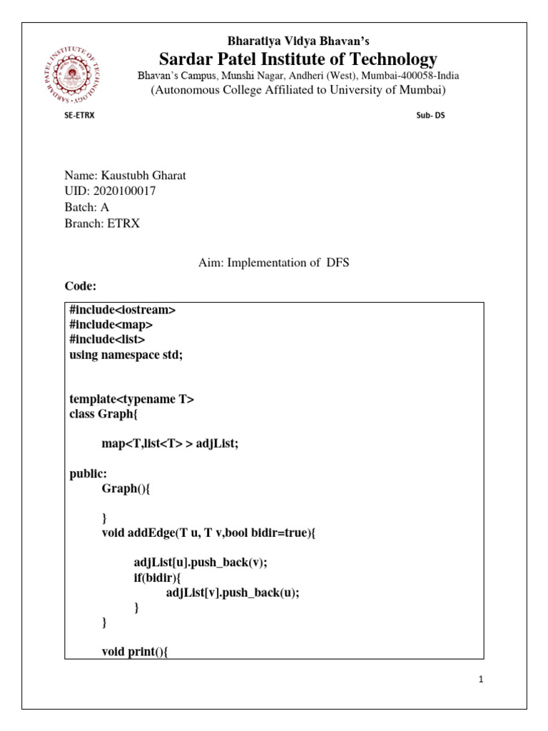 DS 17 DFS | PDF | Theoretical Computer Science | Software Development