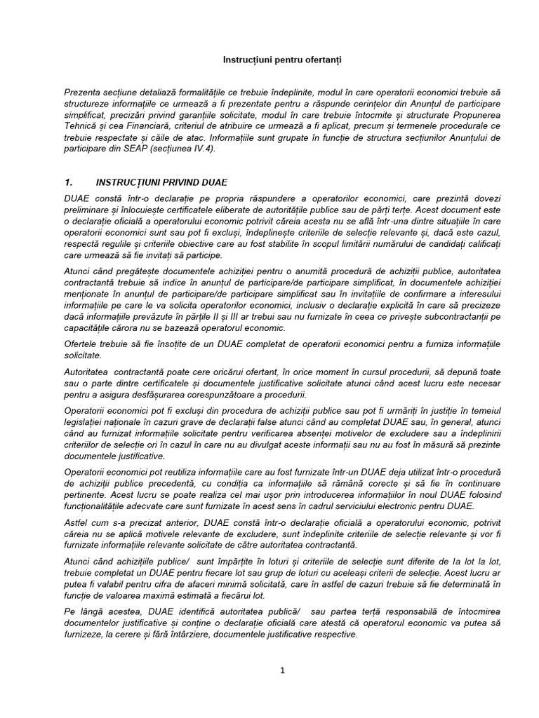 Instructiuni Pentru Ofertanti-Semnat | PDF