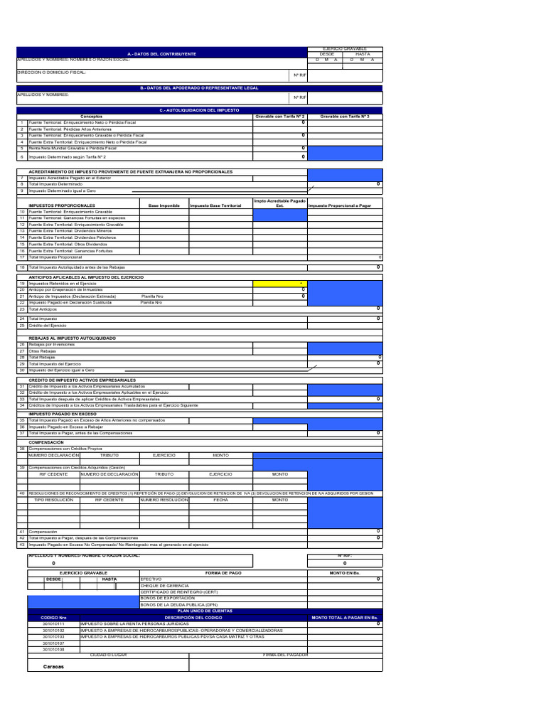 Preliminar de Declaracion de Islr Formato | PDF | Impuestos | Inflación