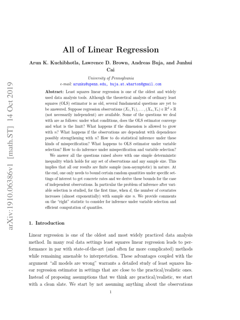 Regression | PDF | Ordinary Least Squares | Regression Analysis