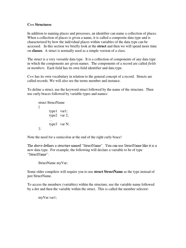 Structs and Classes | PDF