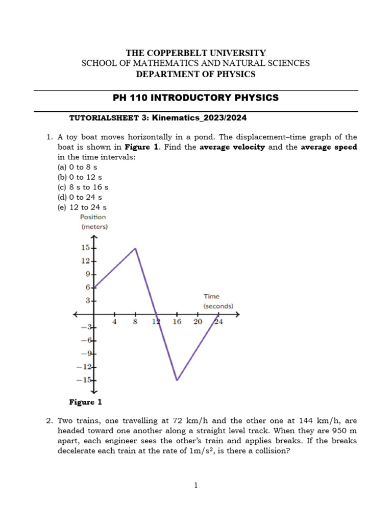 PH 110 Tutorial 3 - Kinematics - 2024 | PDF | Teaching Methods & Materials | Science & Mathematics