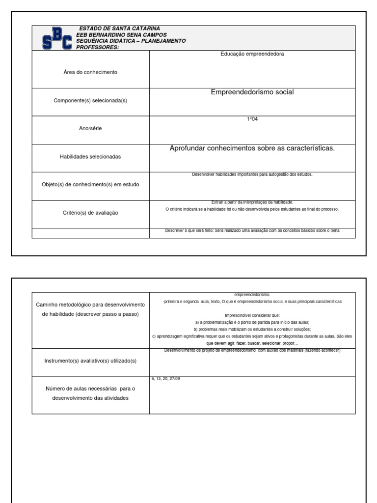 Modelo de Sequencia Didática | PDF