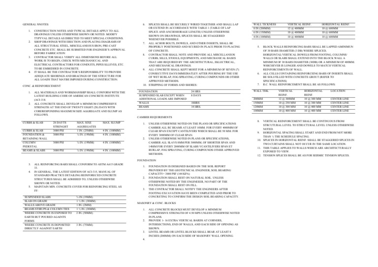 Structural Notes 1 | PDF | Concrete | Engineering