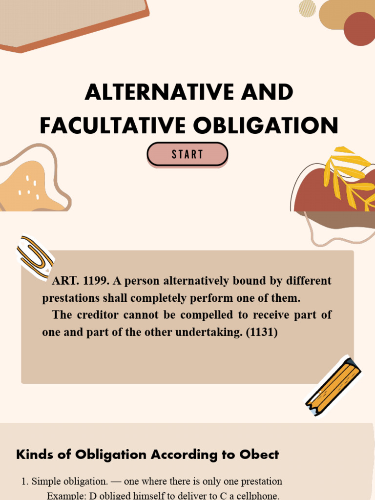 Understanding Alternative and Facultative Obligations | PDF | Legal ...