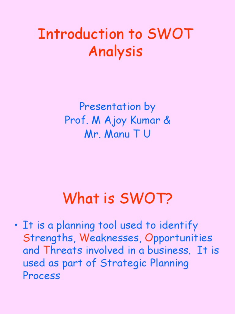 Introduction To SWOT Analysis | PDF | Swot Analysis | Business