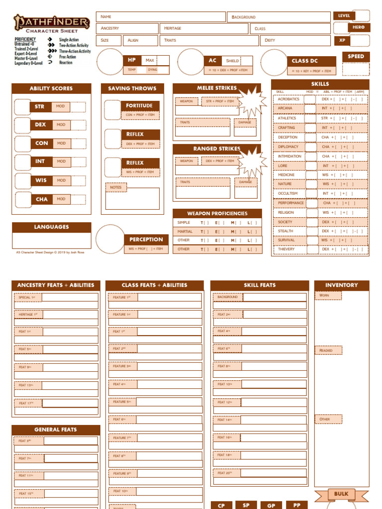 Pathfinder 2E - A5 Character Sheet - COMPLETE | PDF