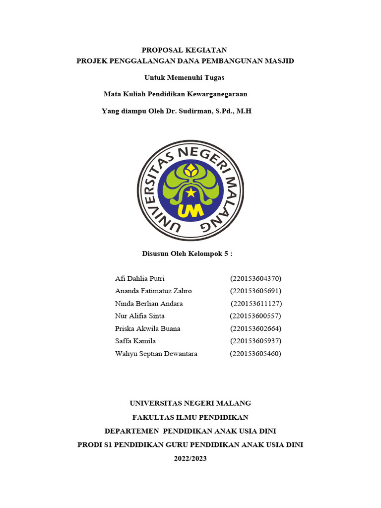 Proposal Projek PKN Kelompok 5 | PDF
