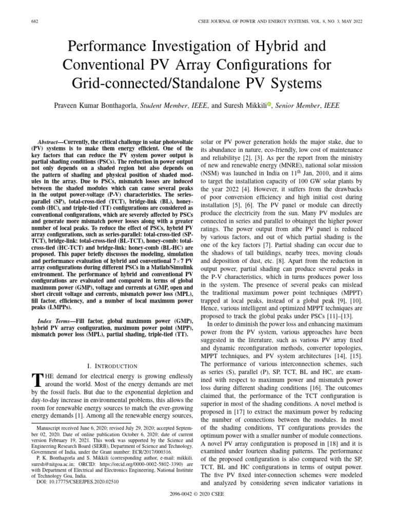 Performance Investigation of Hybrid and Conventional PV Array Configurations For Grid-Connected ...