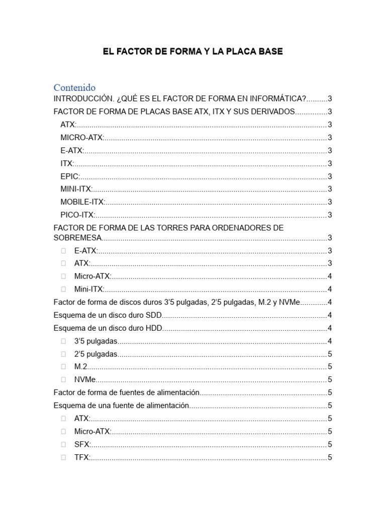 EL FACTOR DE FORMA Y LA PLACA BASE | PDF | Disco duro | Unidad de ...