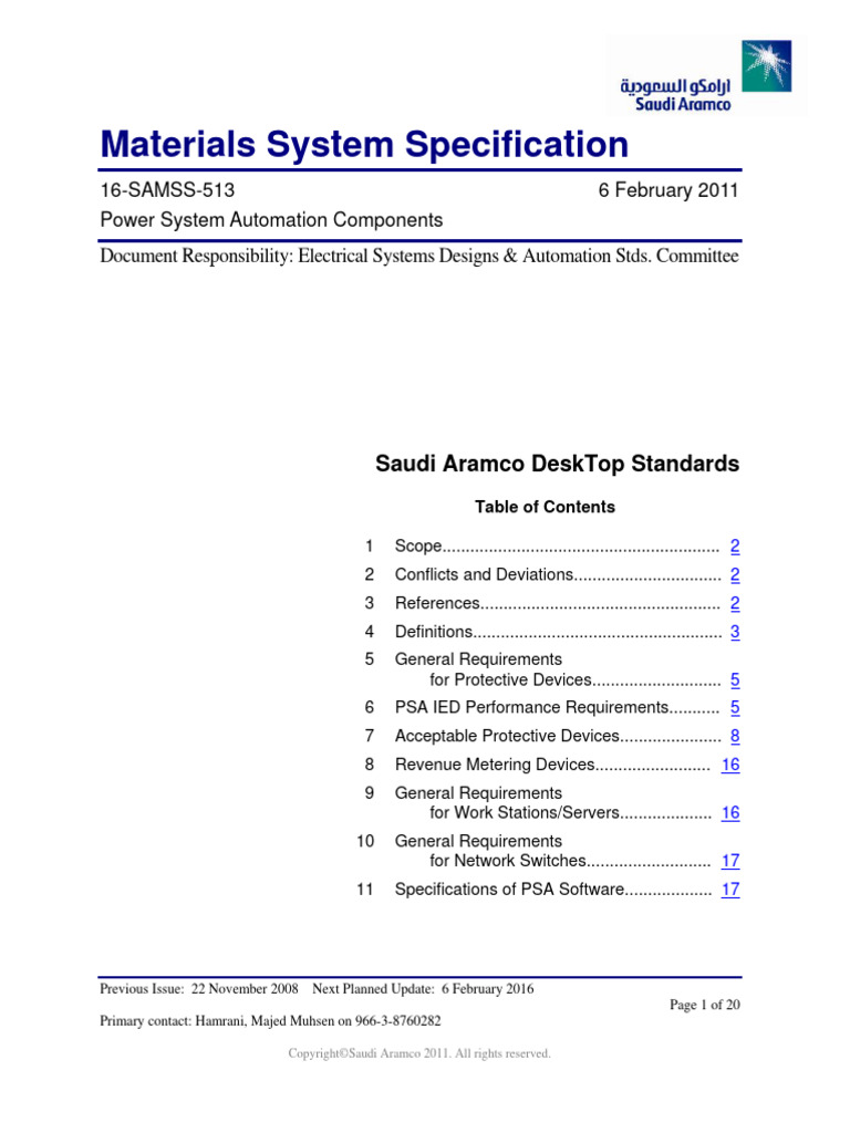16-SAMSS-513-Power System Automation Components 2011 | PDF