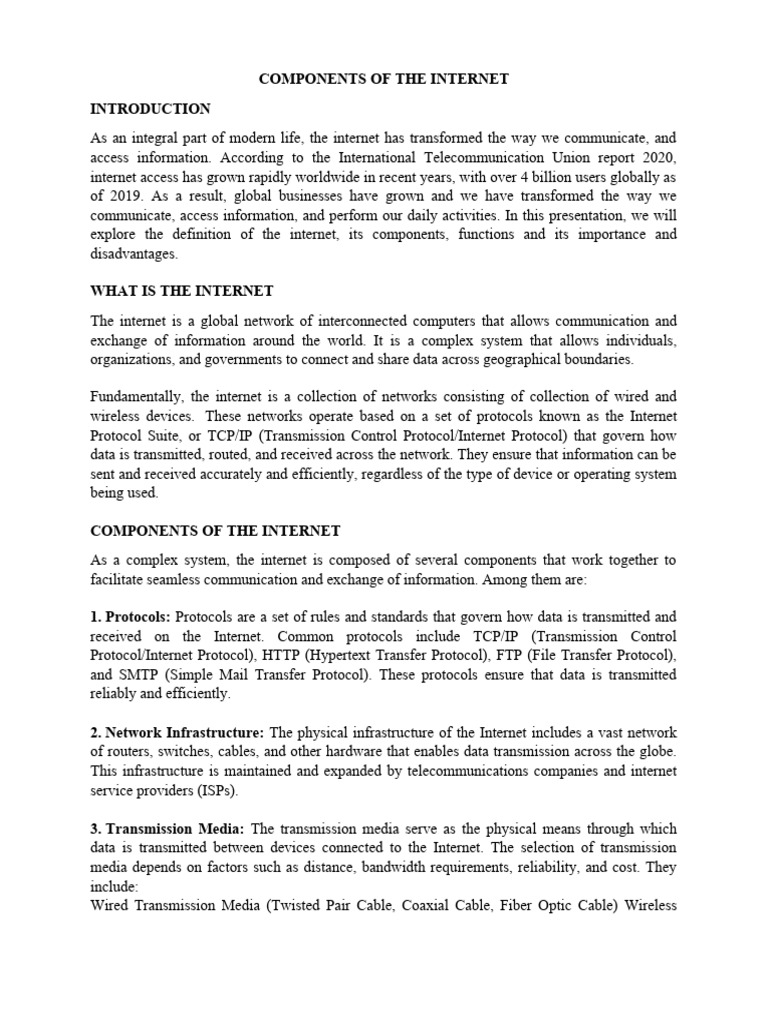 Components of The Internet | PDF | Internet | Computer Network