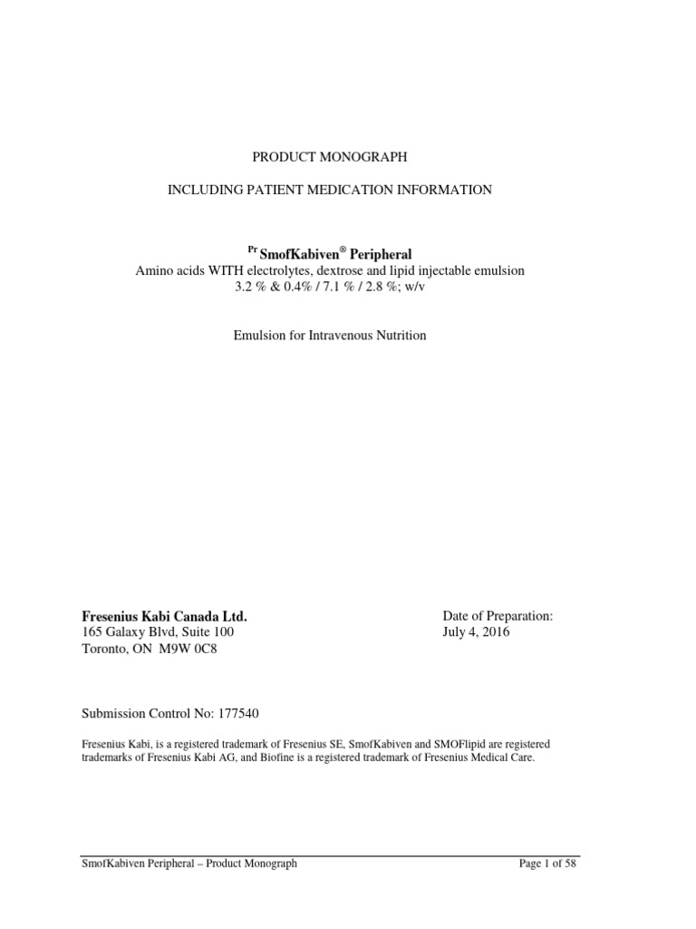 SmofKabiven Peripheral PM ENG 020218 022122 | Download Free PDF | Fatty ...