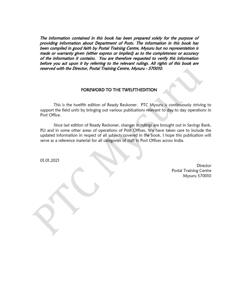 Postal Services Ready Reckoner 2021 | PDF | Mail | United States Postal ...