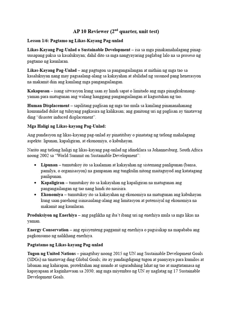 Ap 10 Reviewer Pdf