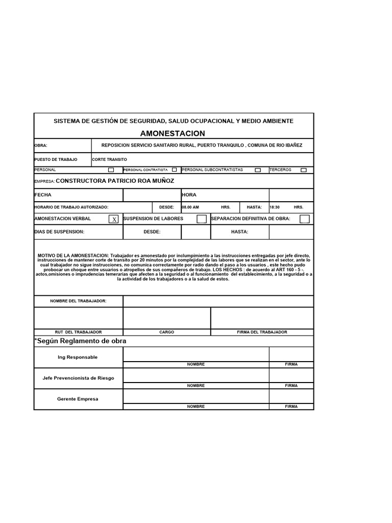 Formato de Amonestacion Al Trabajador | PDF