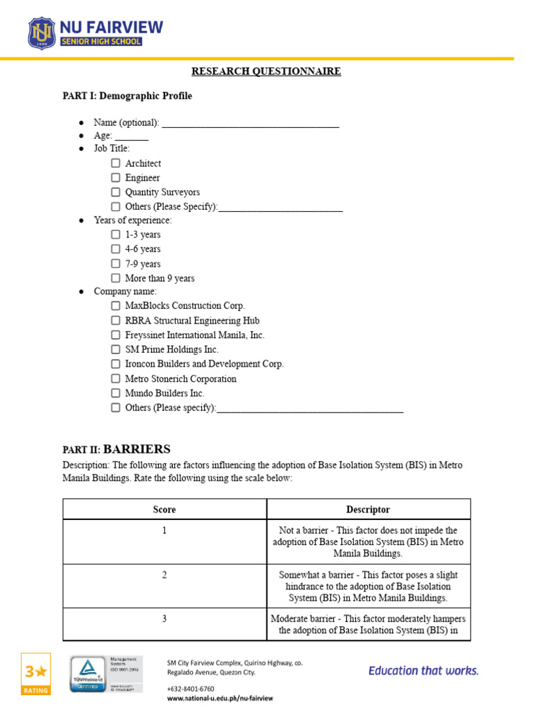 Research Questionnaire Group 4 1 | PDF | Expert