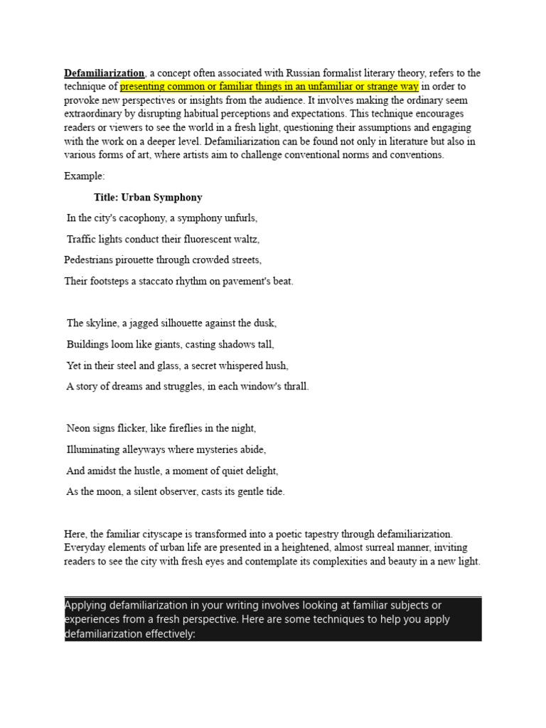 Defamiliarization 2 | PDF