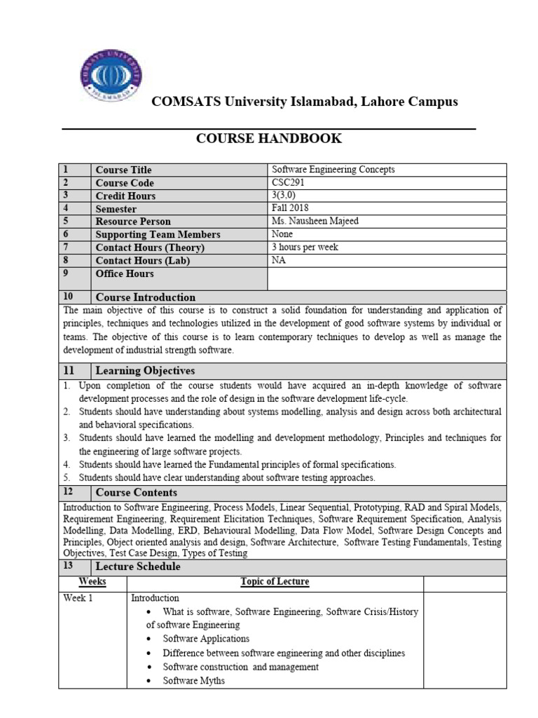 CSC291 - Software Engineering Concepts - Handbook | PDF | Software ...
