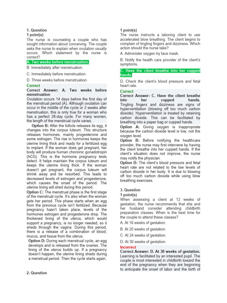NCM 107 MCN Test 1 | PDF | Menstrual Cycle | Pregnancy NCM 107 MCN Test 1 | PDF | Menstrual Cycle | Pregnancy