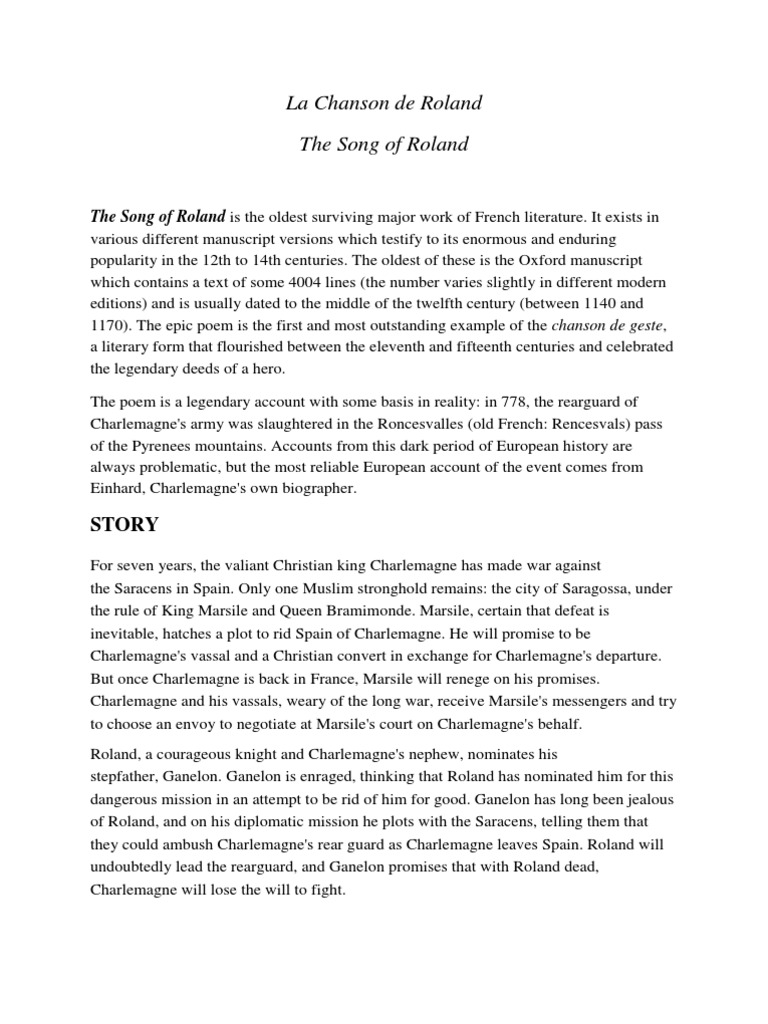 La Chanson de Roland | PDF | Charlemagne | Poetry