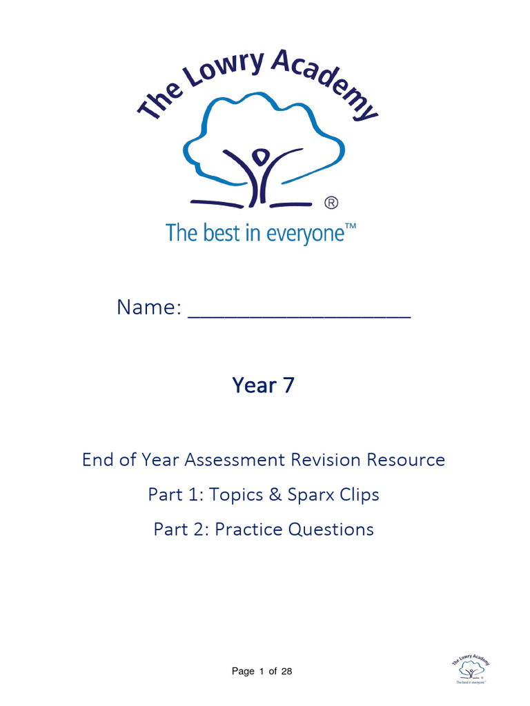 Year 7 Maths Revision Resource | PDF | Area | Mathematics